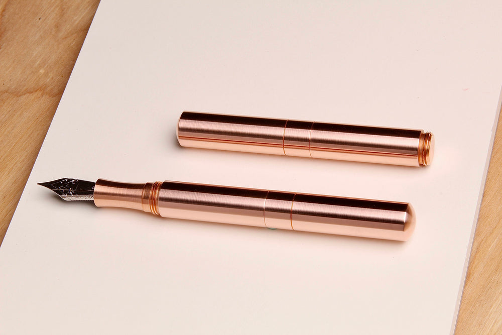 Solid Copper and Faceted Copper "Pocket Six" Fountain Pen | Schon DSGN
